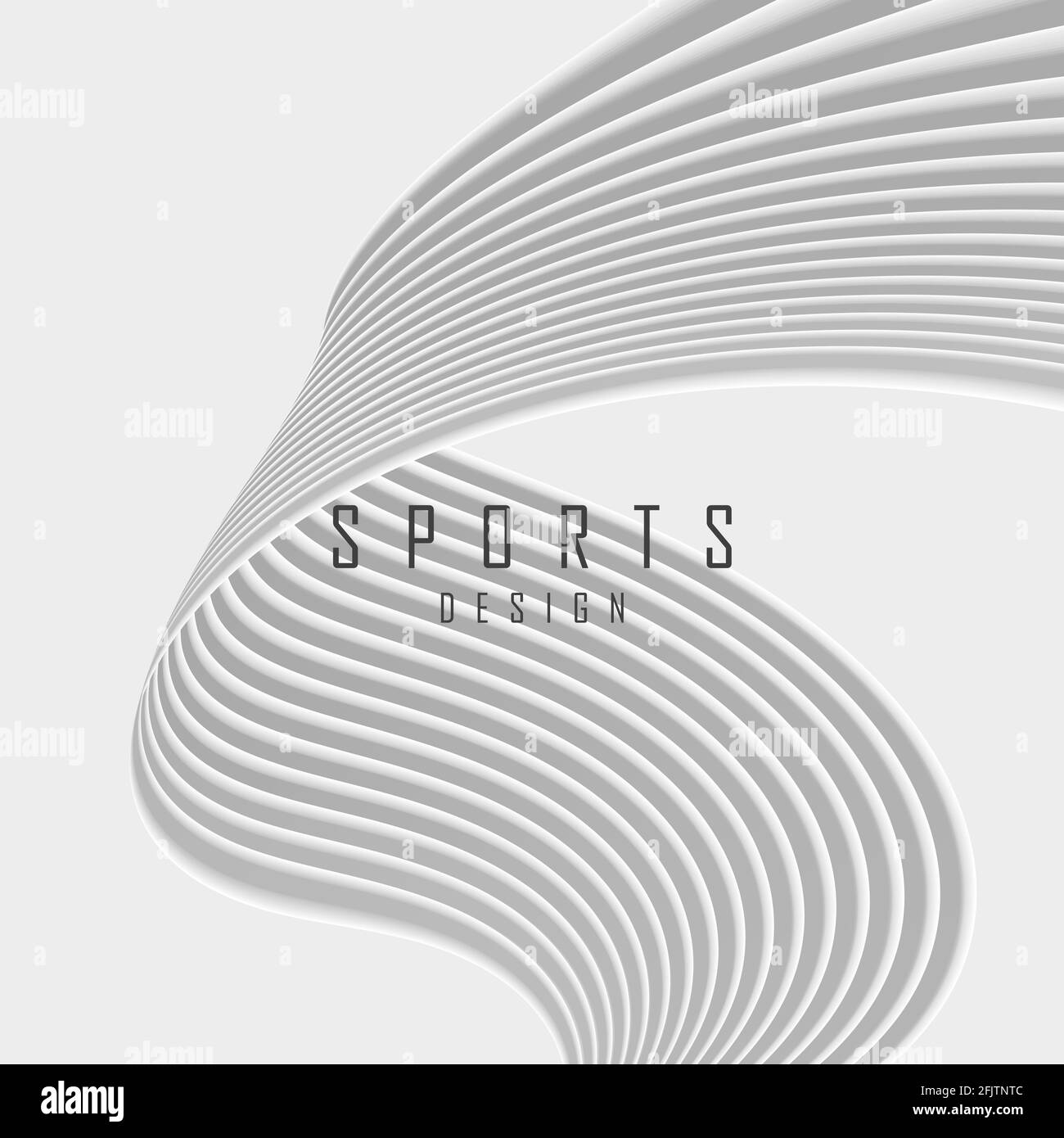Dynamic 3d curve, white shape on white background forming monochrome ...