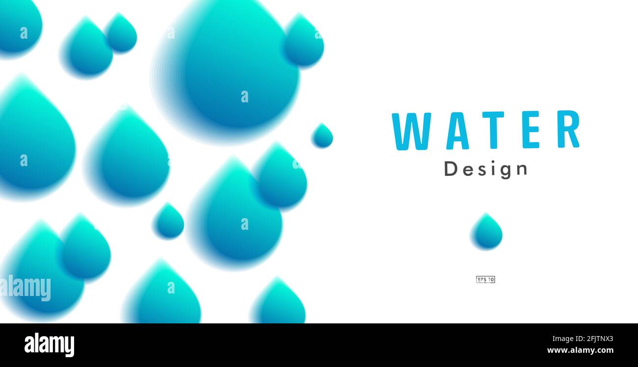 Blured blue water drops design element, banner or poster background on ...