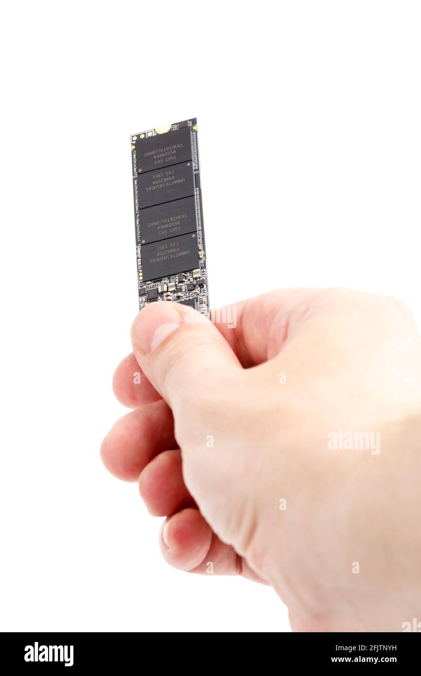 caucasian hand holding Non-Volatile Memory Next Generation Form Factor ...