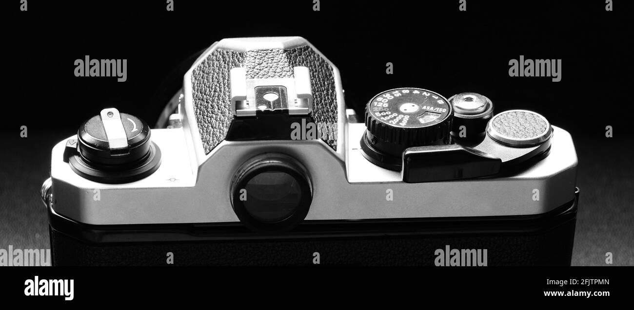 Vintage old film camera with manual focus lens Stock Photo - Alamy