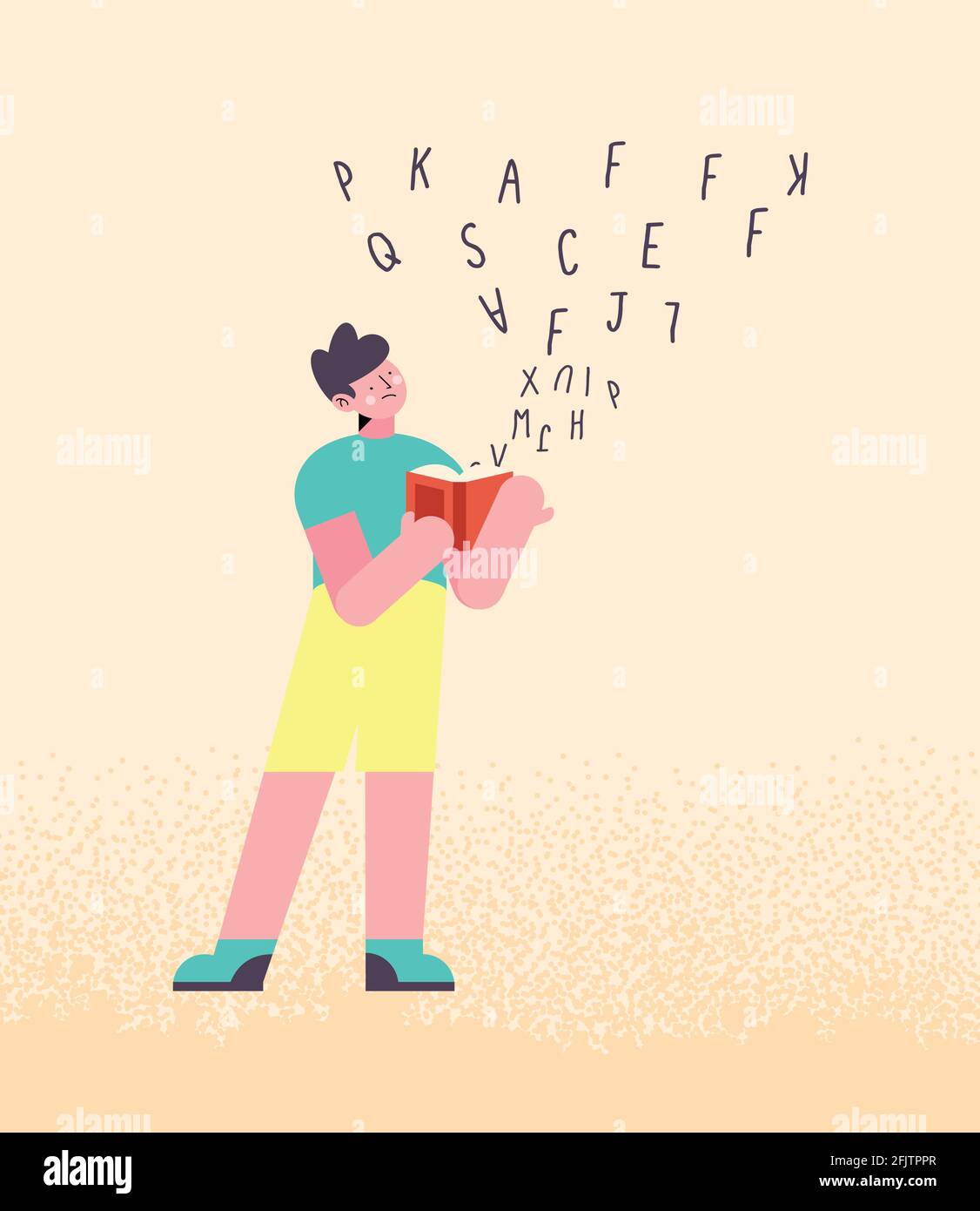 boy standing reading with dyslexia character Stock Vector Image & Art ...