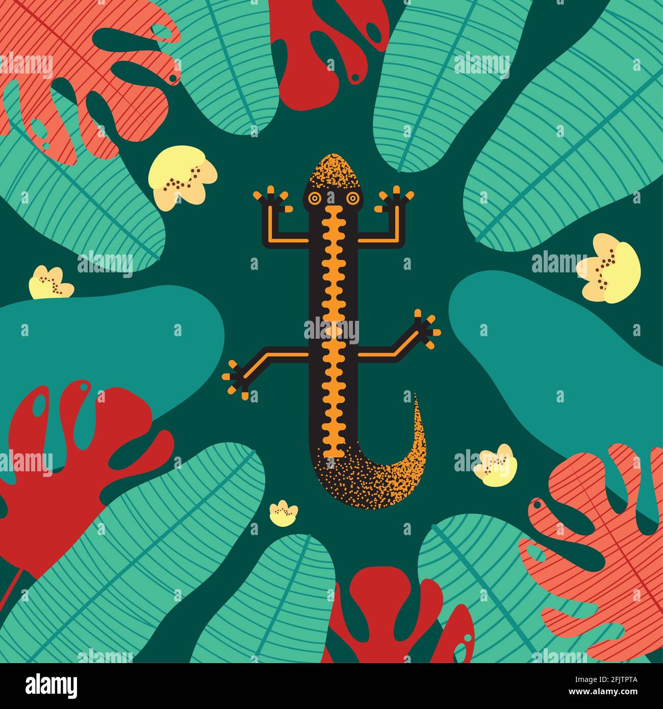 newt amphibian and leafs character Stock Vector Image & Art - Alamy