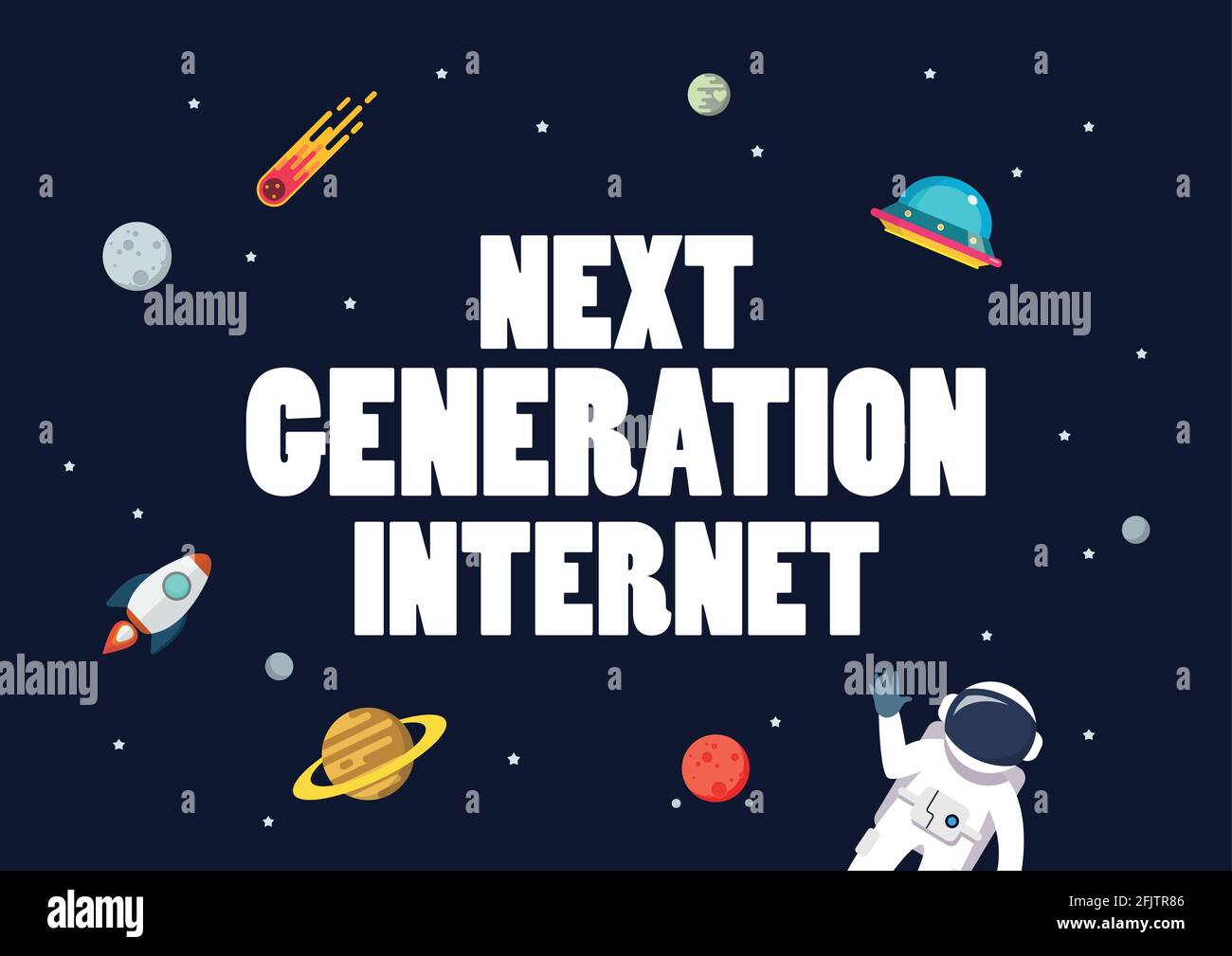 Next generation internet with space background. star and planets on ...