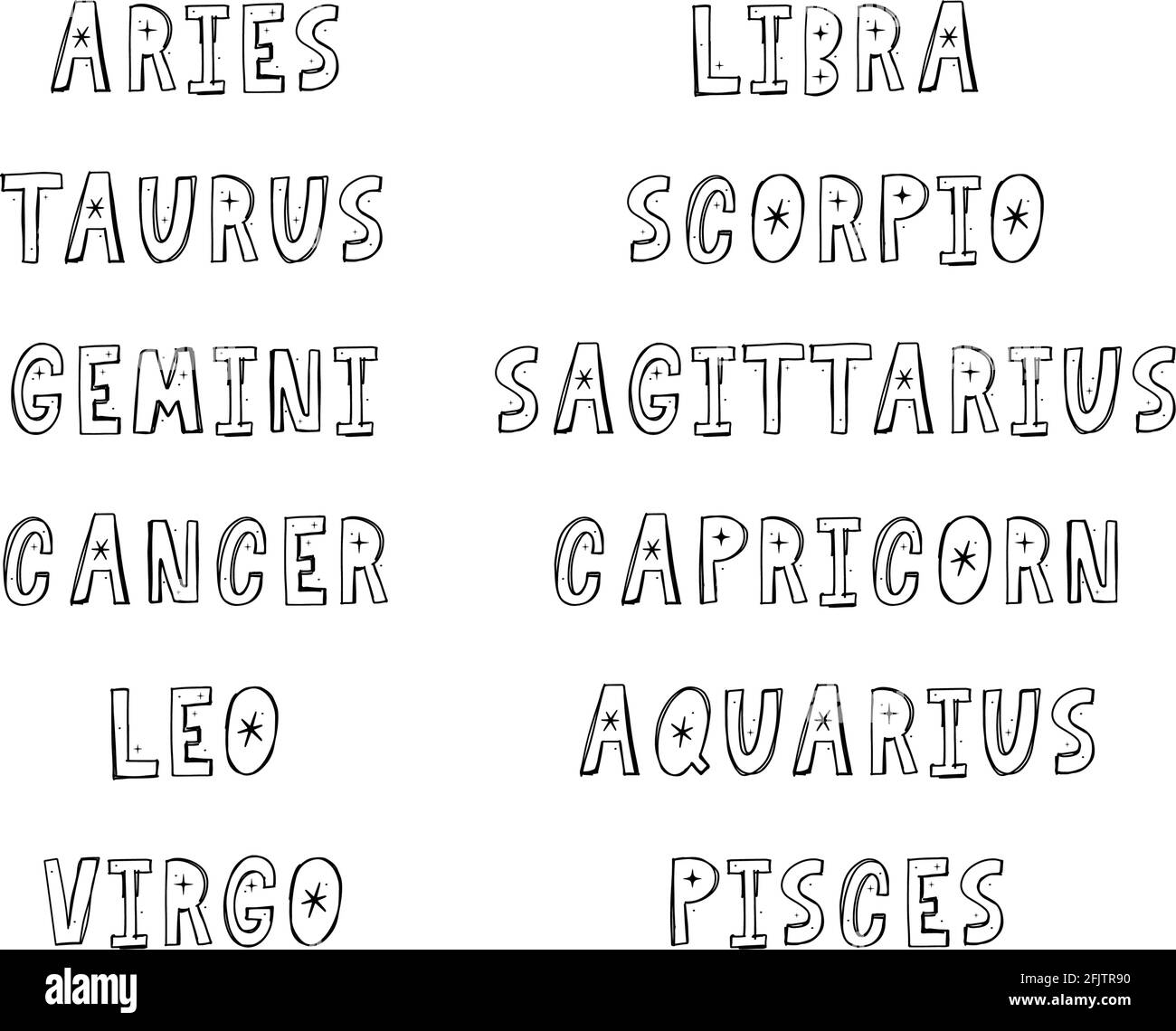 Zodiac lettering Vector Sign. Cartoon astrology text illustration ...