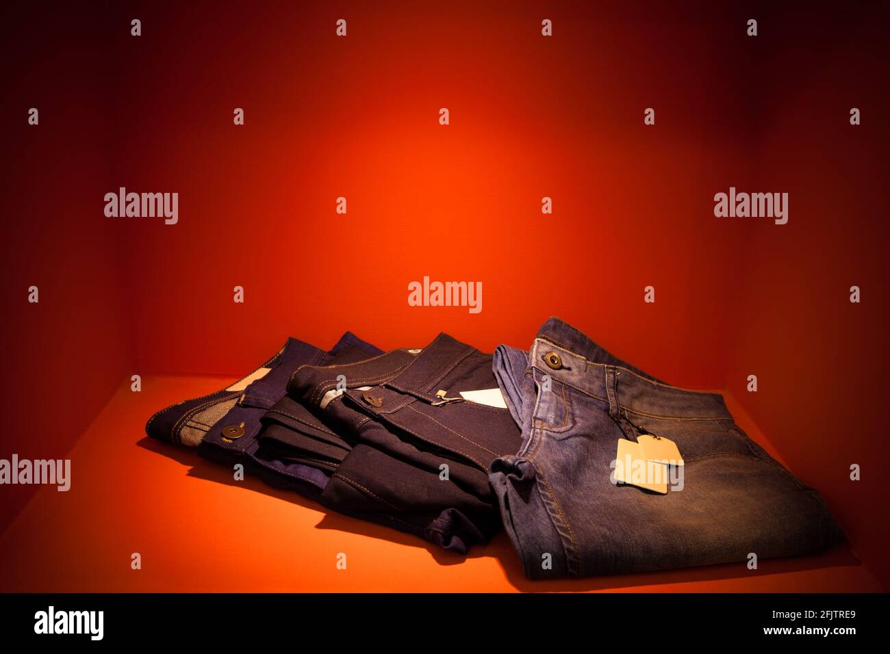 Jeans pants on window display Stock Photo - Alamy