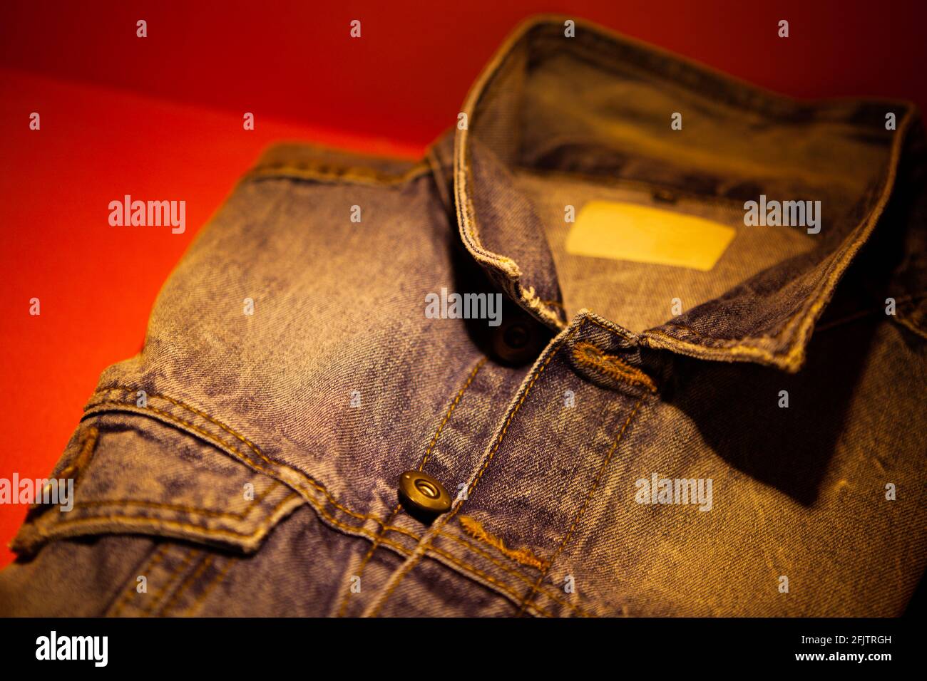 Jean Denim shirts on window display Stock Photo - Alamy