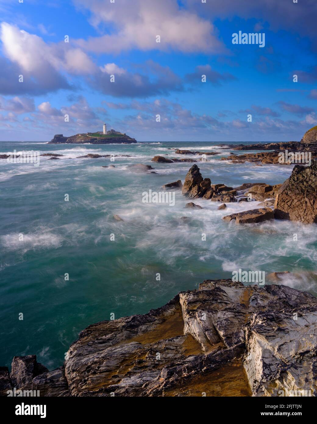Hayle, UK - October 13, 2020: Autumn evening light and a north easterly ...