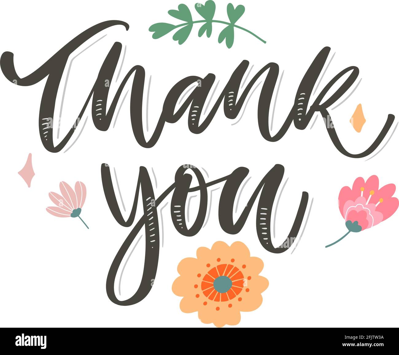 Cute Thank You Script Card Stock Vector Image & Art - Alamy