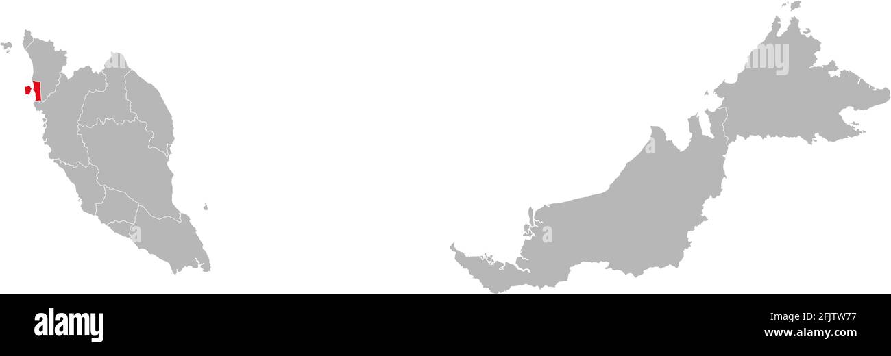 Pulau pinang state isolated on malaysia map. Gray background. Business ...