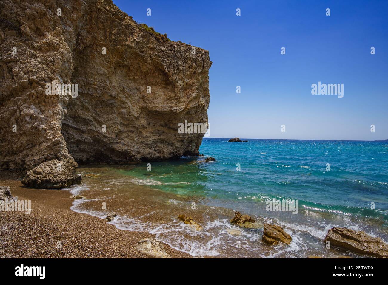 Kaladi beach, scenery with crystal clear water and the rock formation ...
