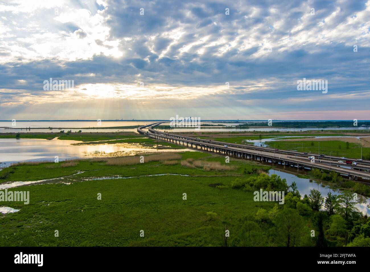 Aerial view of Mobile Bay, Alabama in April Stock Photo - Alamy