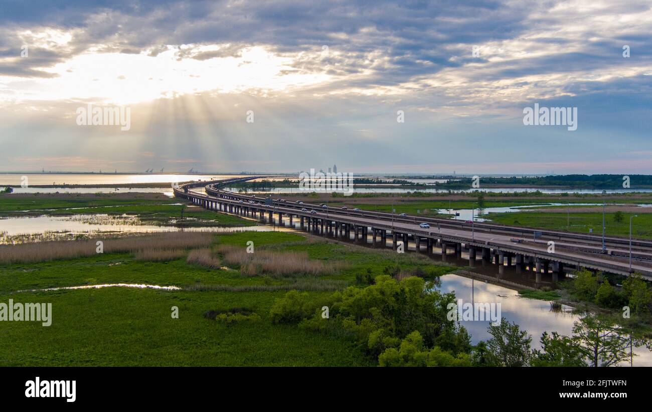 Aerial view of Mobile Bay, Alabama in April Stock Photo - Alamy