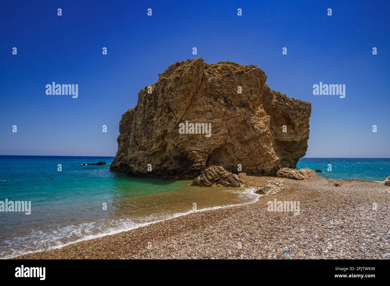 Kaladi beach, scenery with crystal clear water and the rock formation ...