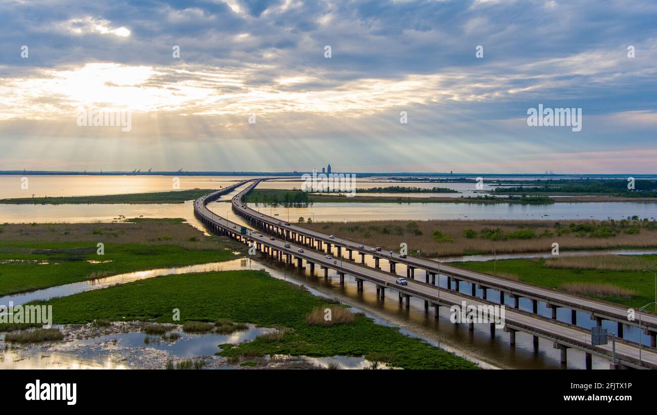 Aerial view of Mobile Bay, Alabama in April Stock Photo - Alamy