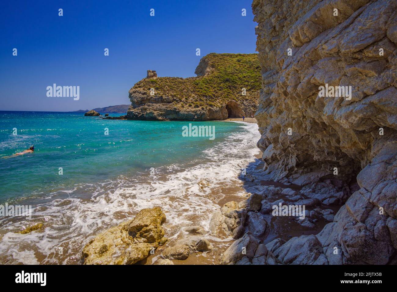 Kaladi beach, scenery with crystal clear water and the rock formation ...