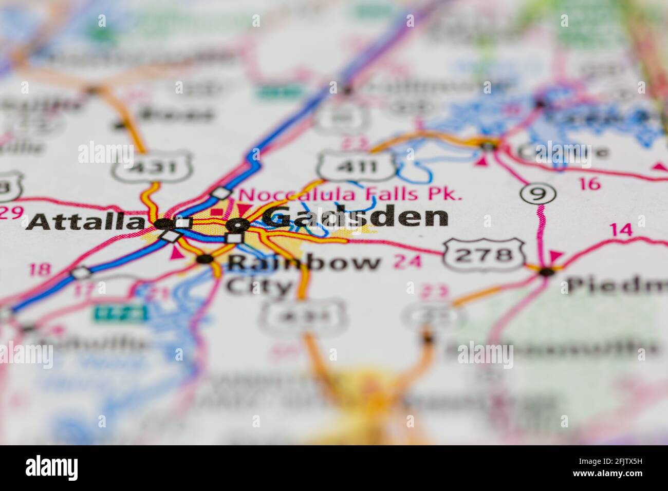 Gadsden alabama on a road map hi-res stock photography and images - Alamy
