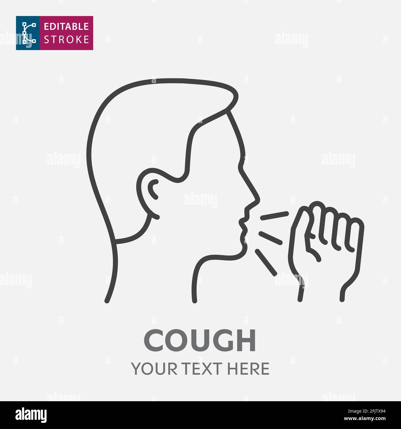 Cough icon on white background. Editable stroke. Vector illustration ...