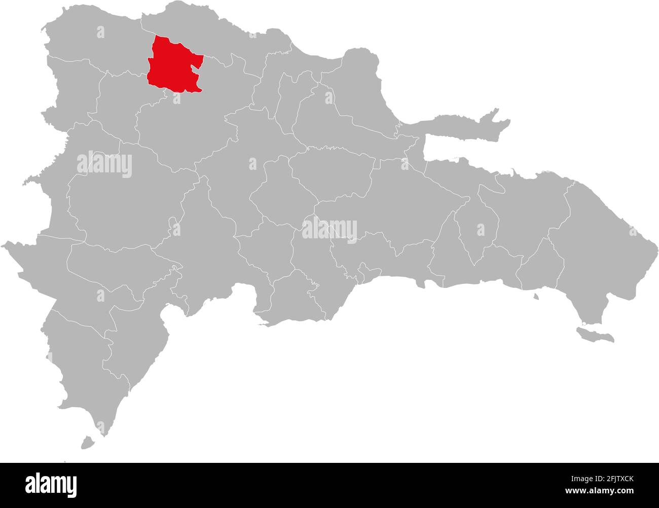 Valverde province isolated dominican republic map. Gray background ...
