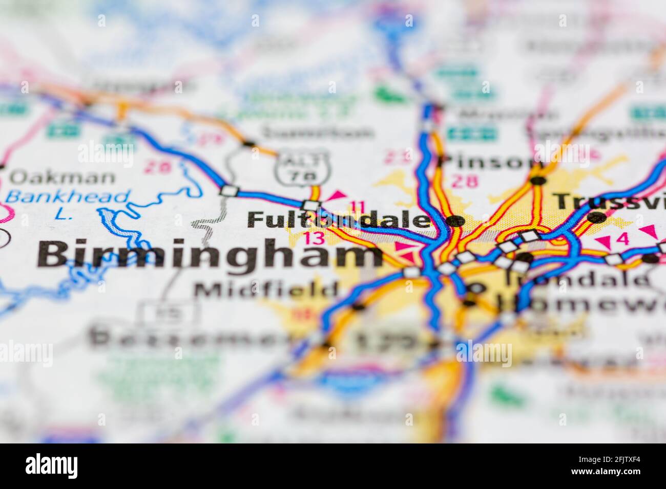 Fultondale Alabama USA shown on a road map or geography map Stock Photo ...