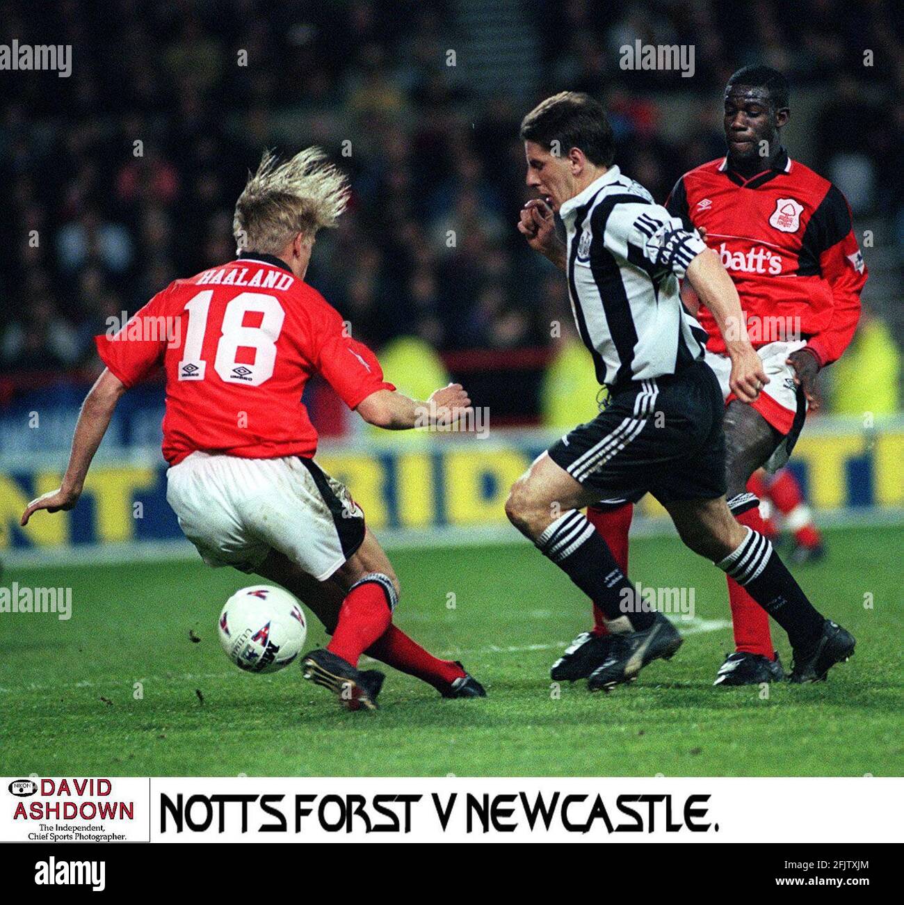 Peter Beardsley goes past two Nottingham Forest defenders Newcastle ...