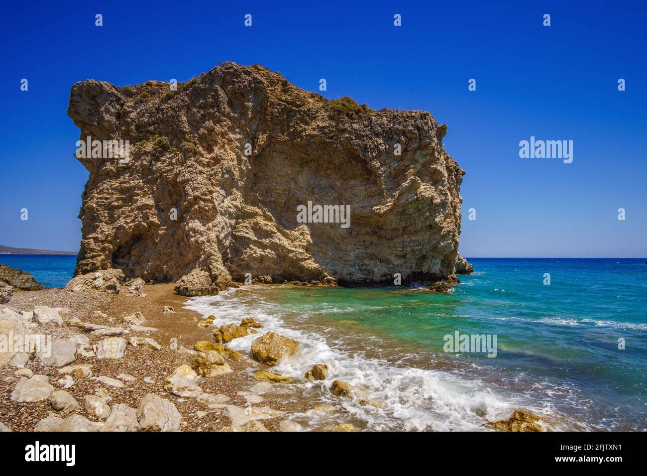 Kaladi beach, scenery with crystal clear water and the rock formation ...