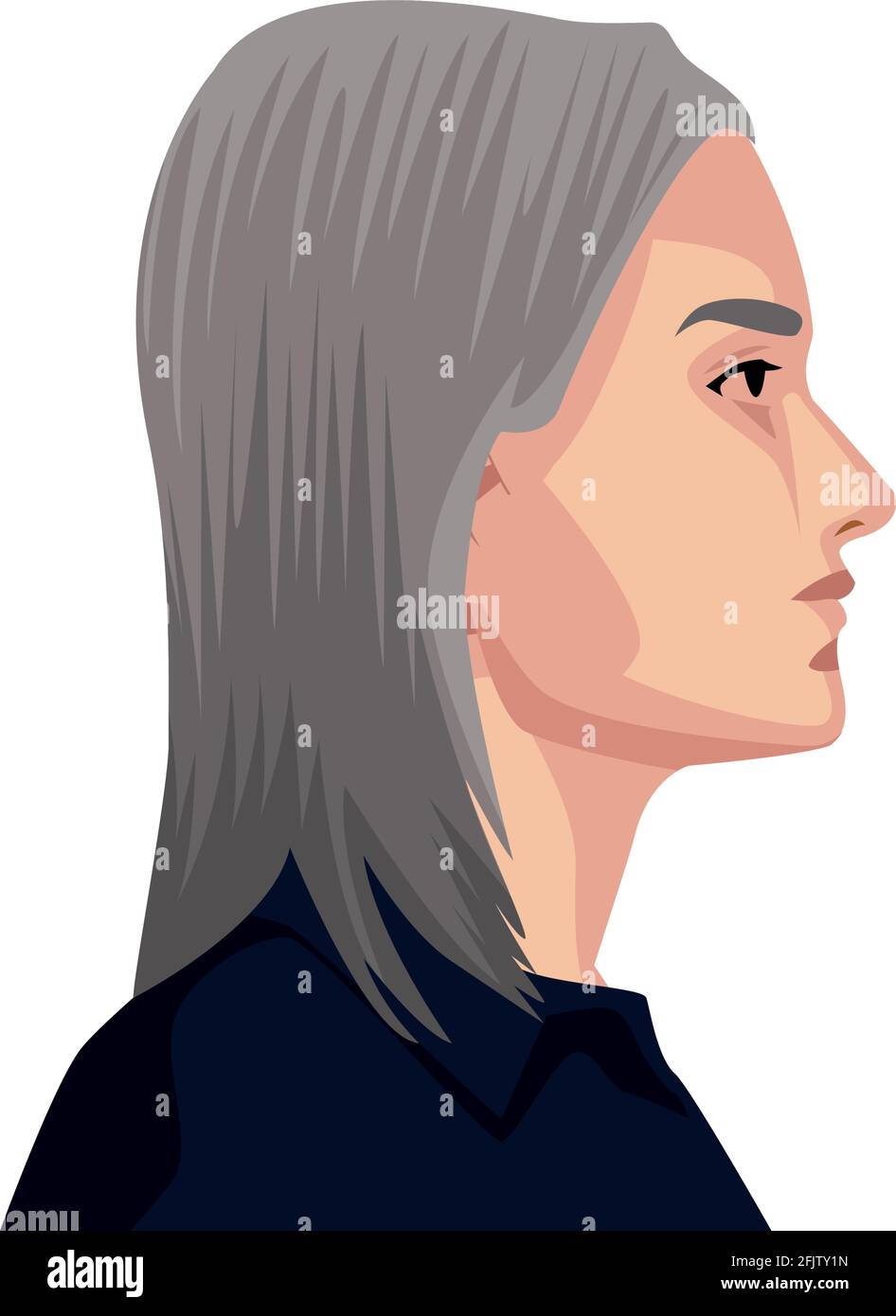 woman grey hair profile Stock Vector Image & Art - Alamy