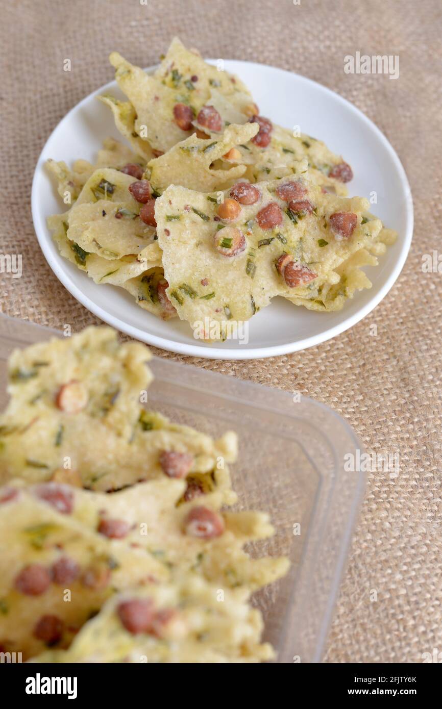 Peyek Kacang or peanut rempeyek. Deep fried savoury cracker made from ...