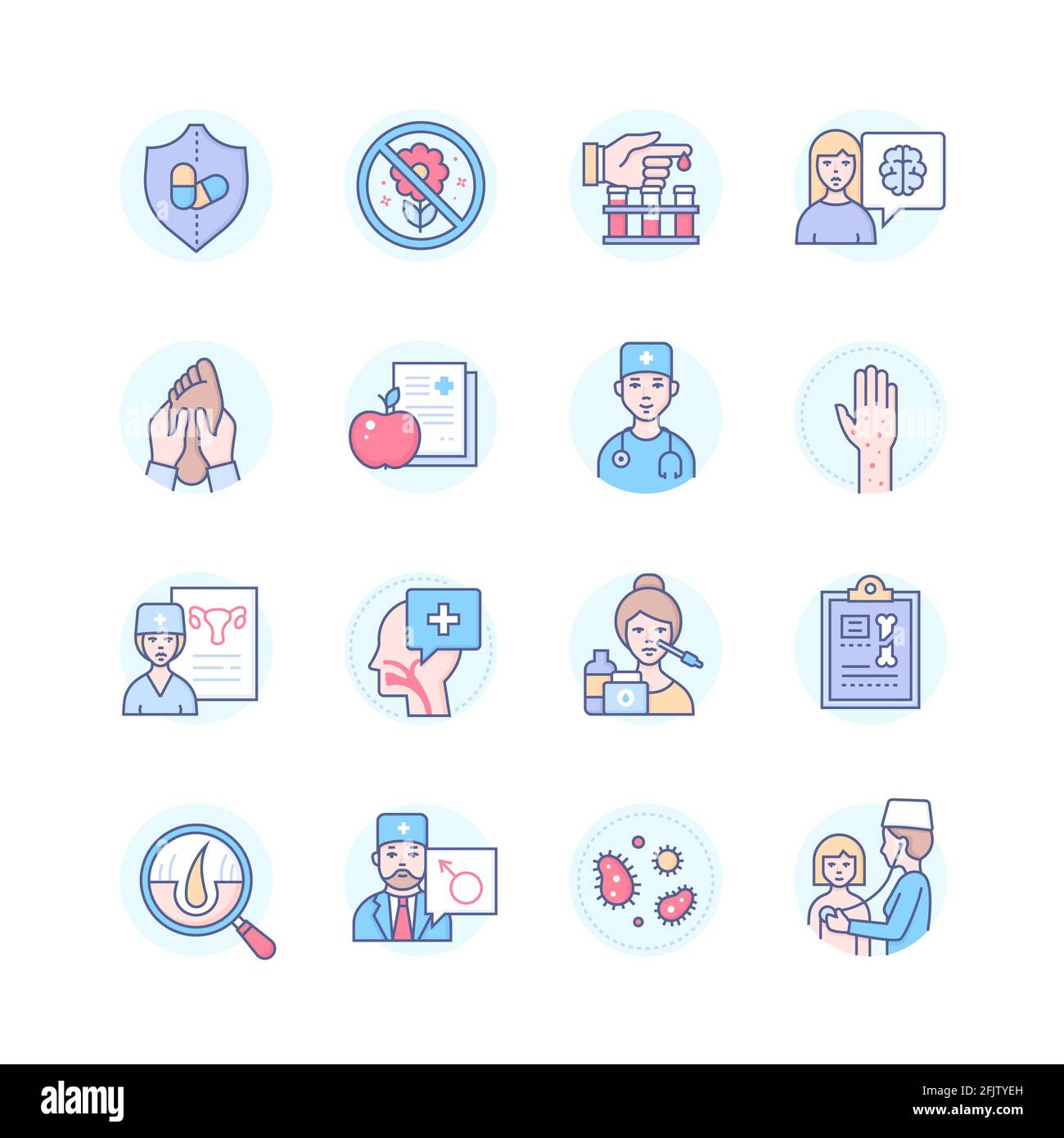 Medical professions - line design style icons set. Treatment, health ...