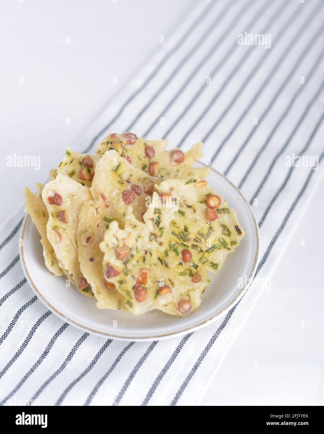 Peyek Kacang or peanut rempeyek. Deep fried savoury cracker made from ...