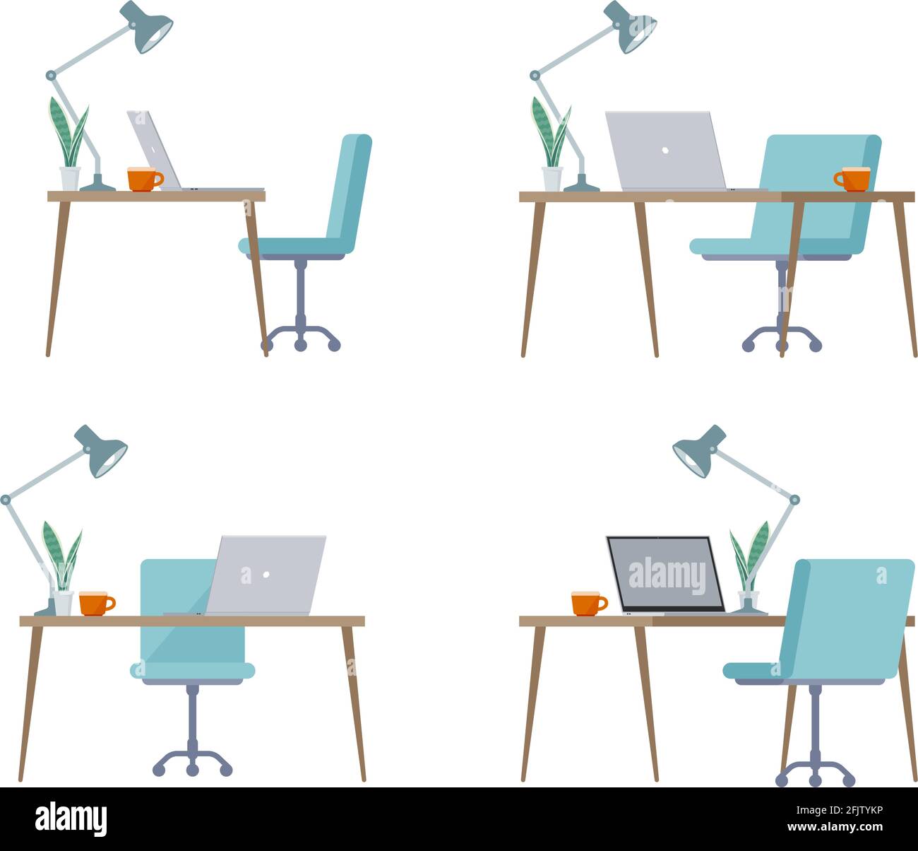 Office desk and chair. Angle set.Vector illustration that is easy to ...