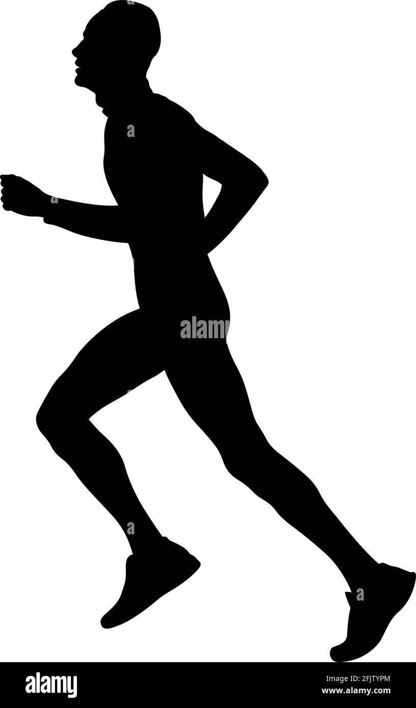 male athlete runner run side view black silhouette Stock Vector Image ...