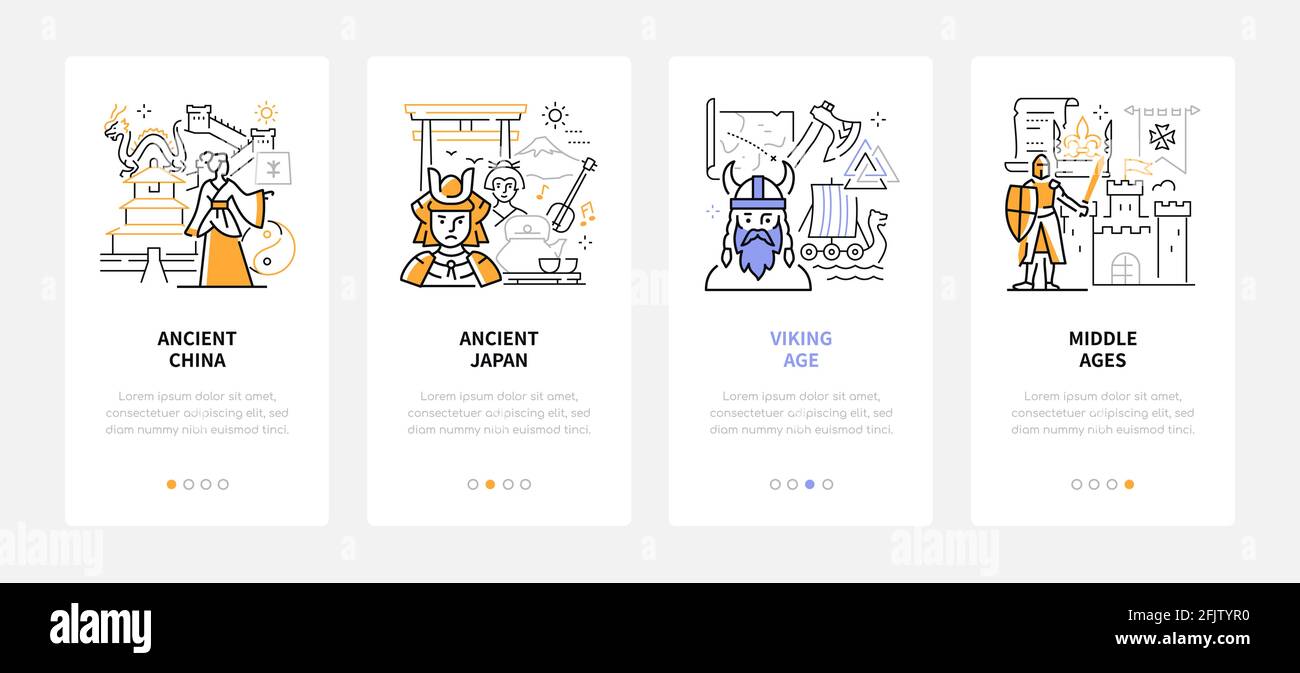 History periods - modern line design style web banners with copy space ...