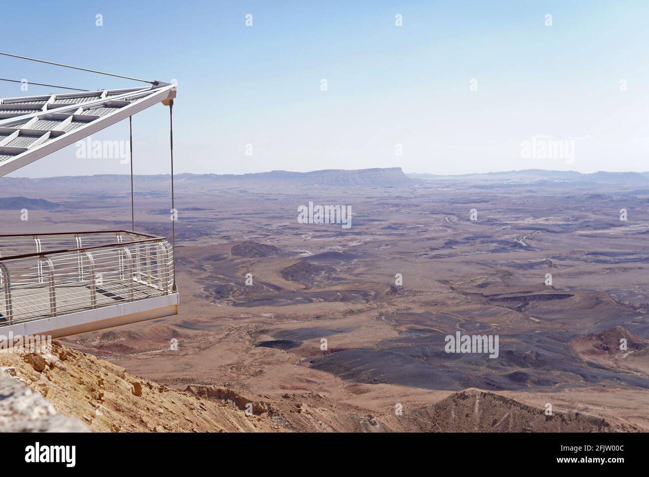 Terrace with a view of the Ramon Crater in the Negev desert, Israel ...