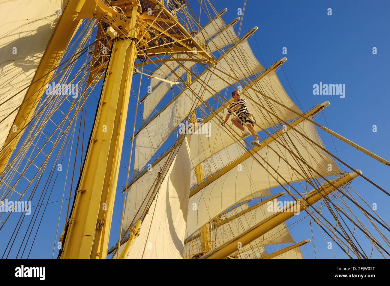 Caribbean Sea, the Five Masted Ship SPV Royal Clipper in Full Sails, a ...