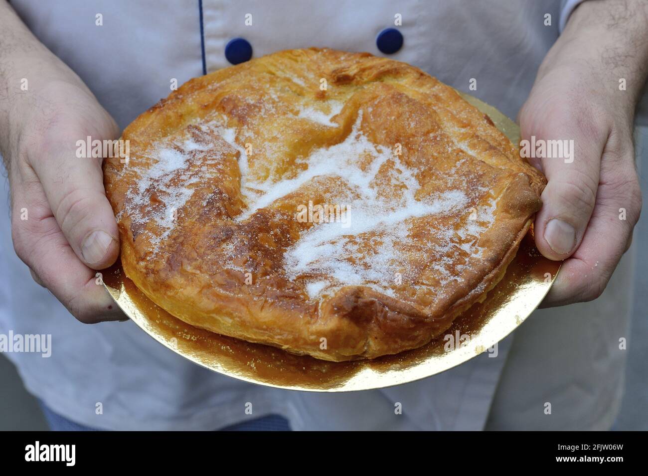 France, Finistere, Morlaix Bay, Carantec, kouign amann, traditional ...