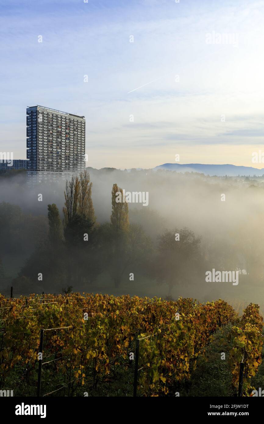 Switzerland, Canton of Geneva, Vernier, the city of Le Lignon, town ...