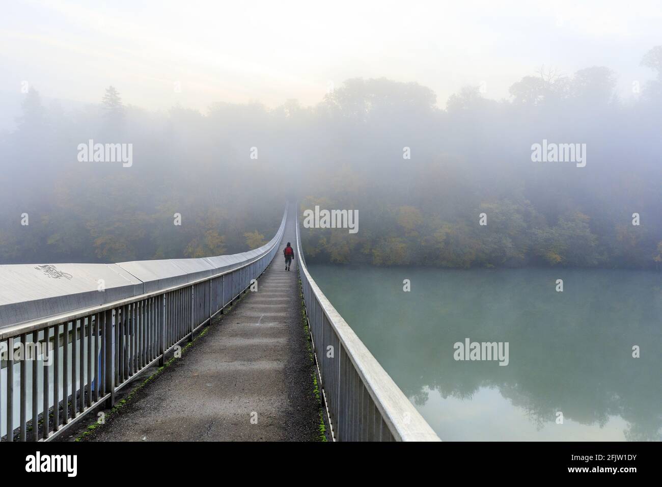 Switzerland, Canton of Geneva, Vernier, the Rhone river below the Le ...