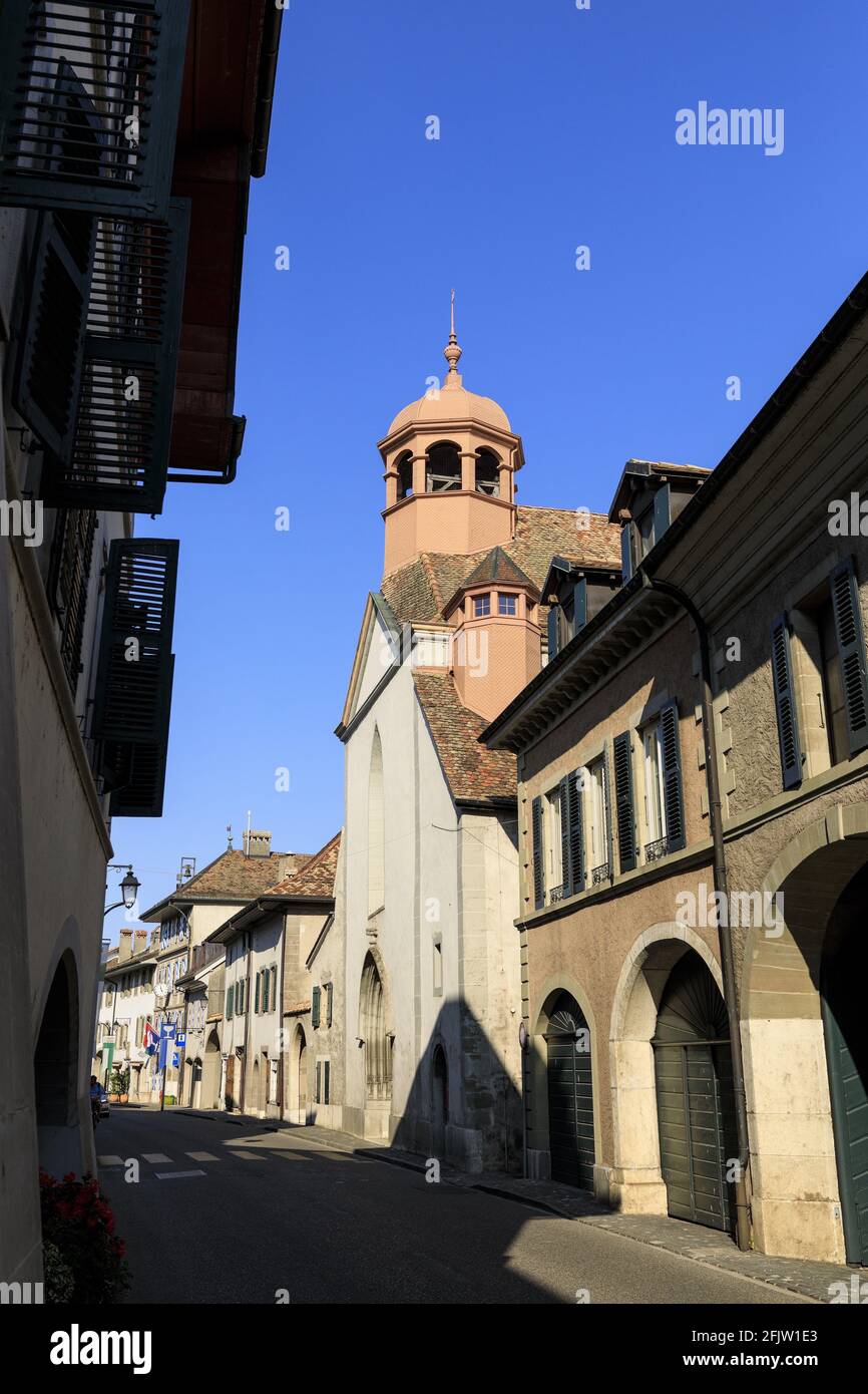 Switzerland, Canton of Vaud, Coppet, Protestant temple (15th century ...