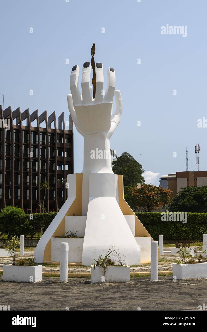 Gabon, Libreville, downtown, Ministry of Mines and Petroleum roundabout ...