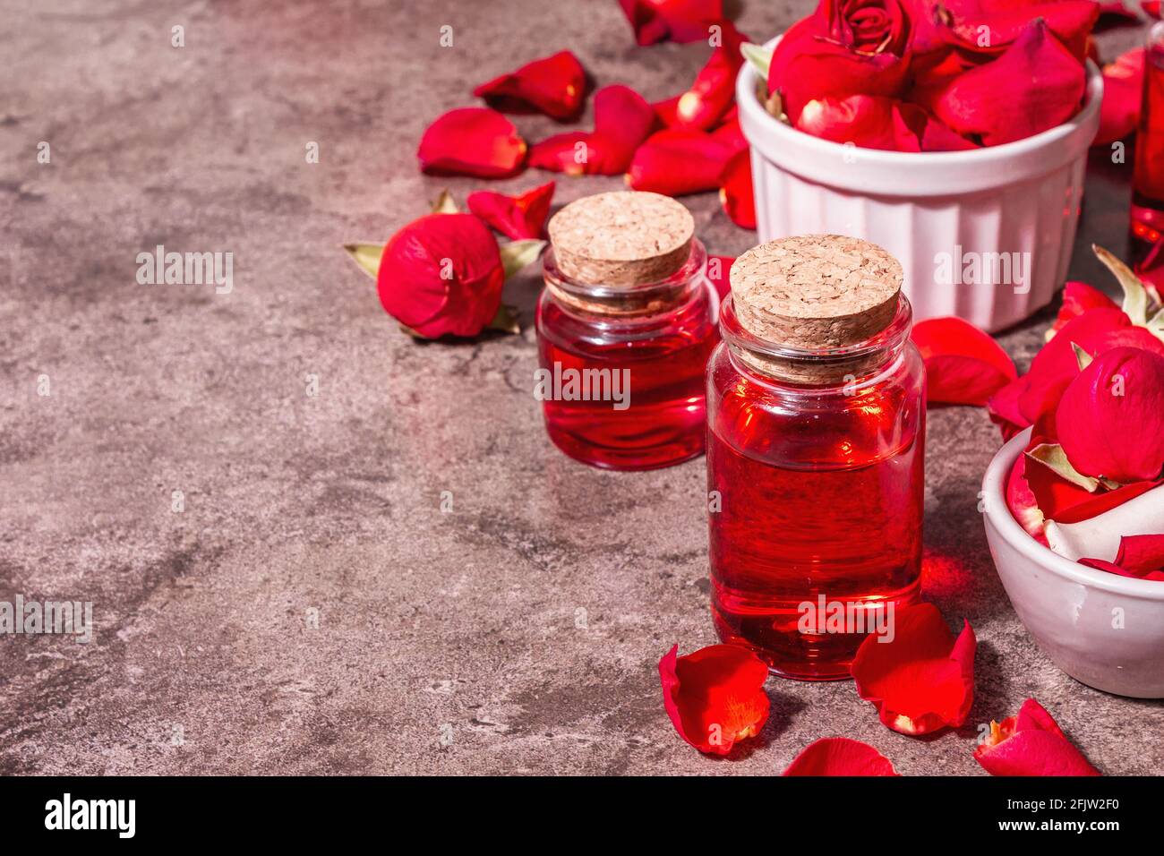 Rosewater with rose petals. Making organic rose essence for cooking ...
