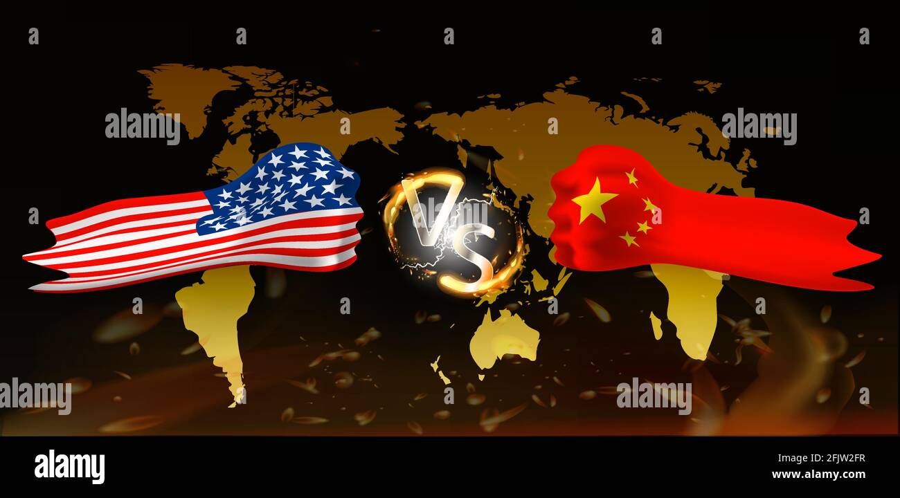 Conflict between countries: USA vs China Stock Vector Image & Art - Alamy