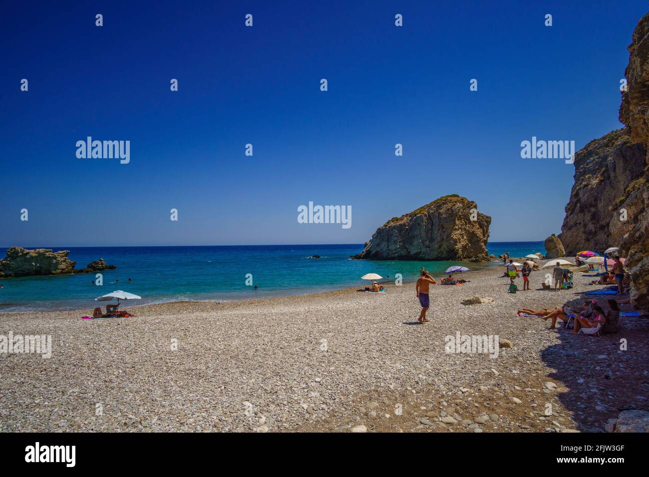 Kaladi beach, scenery with crystal clear water and the rock formation ...