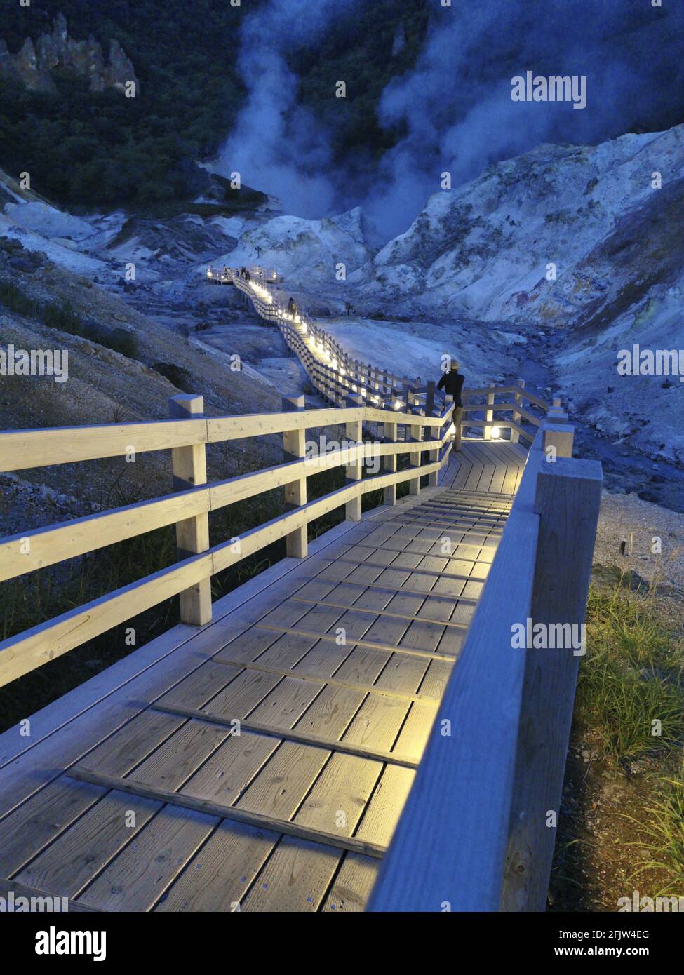 Japan, Hokkaido island, Noboribetsu, Noboribetsuonsencho, hot spring ...