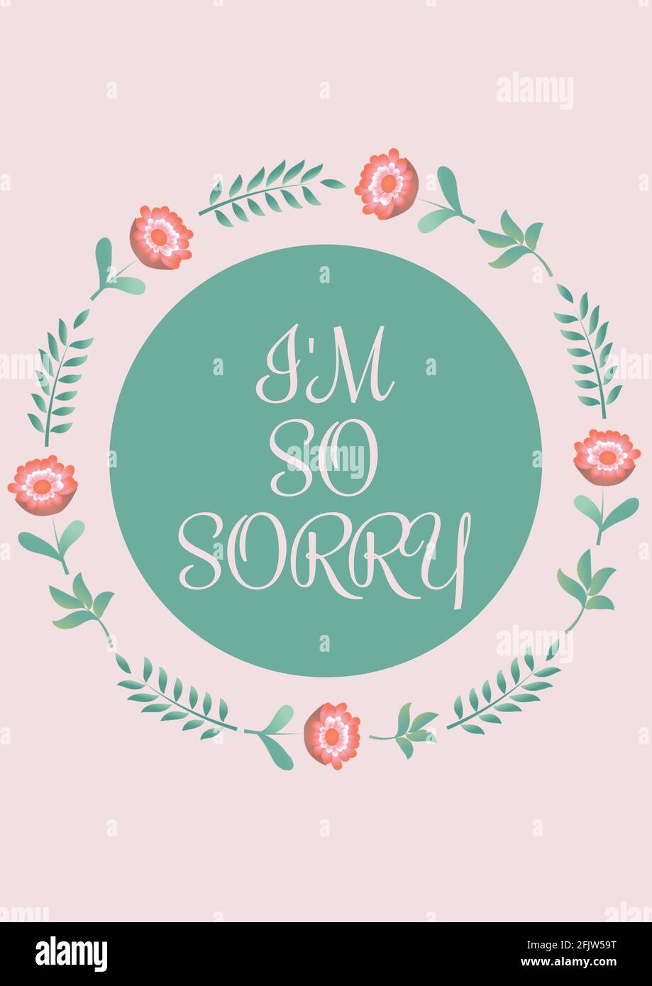 Digitally generated image of sorry concept text against floral designs ...