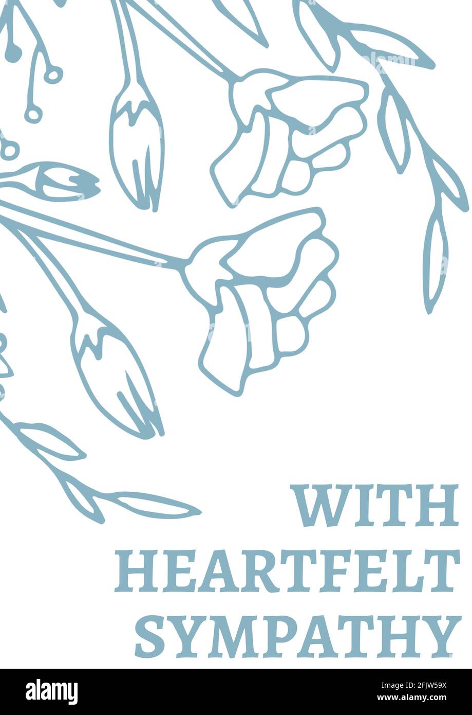 Digitally generated image of sympathy concept text against blue floral ...