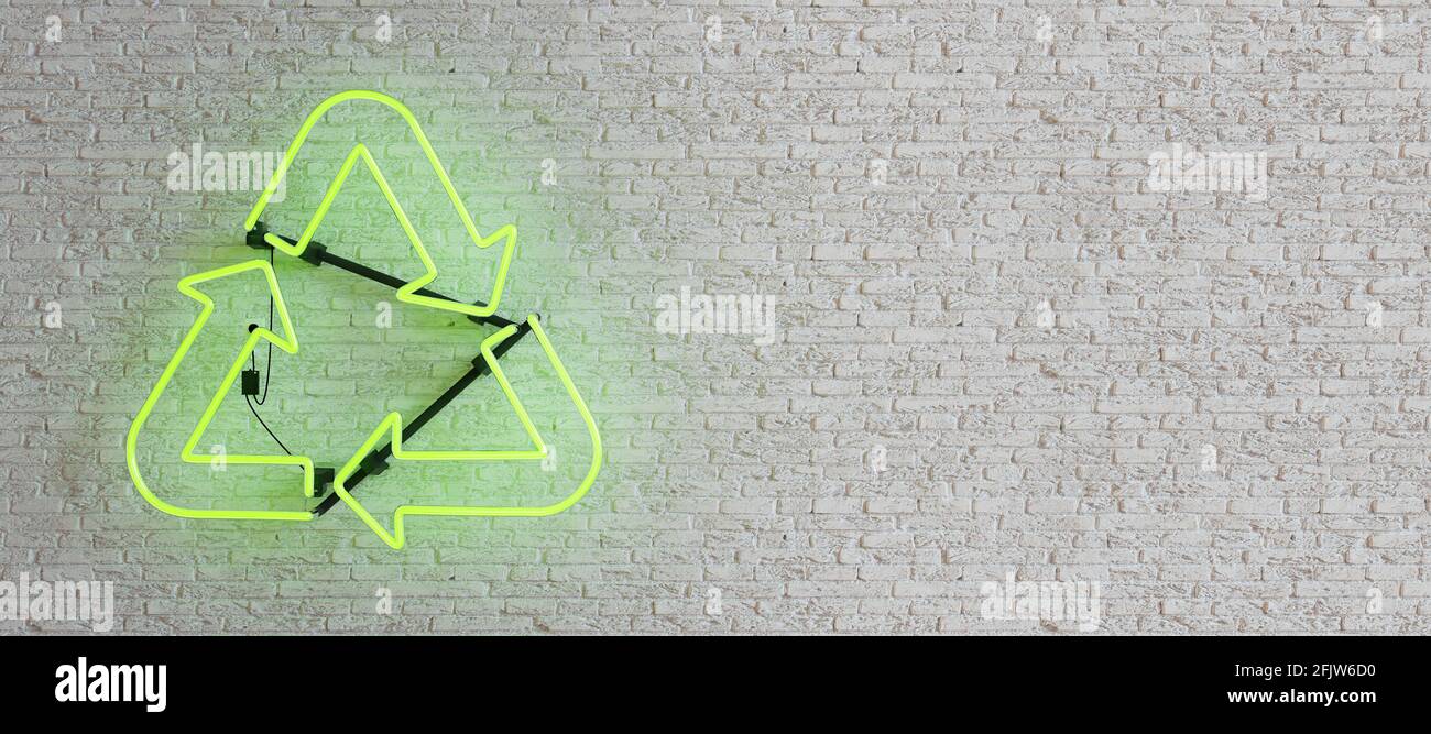 Neon light icon recycling hi-res stock photography and images - Alamy