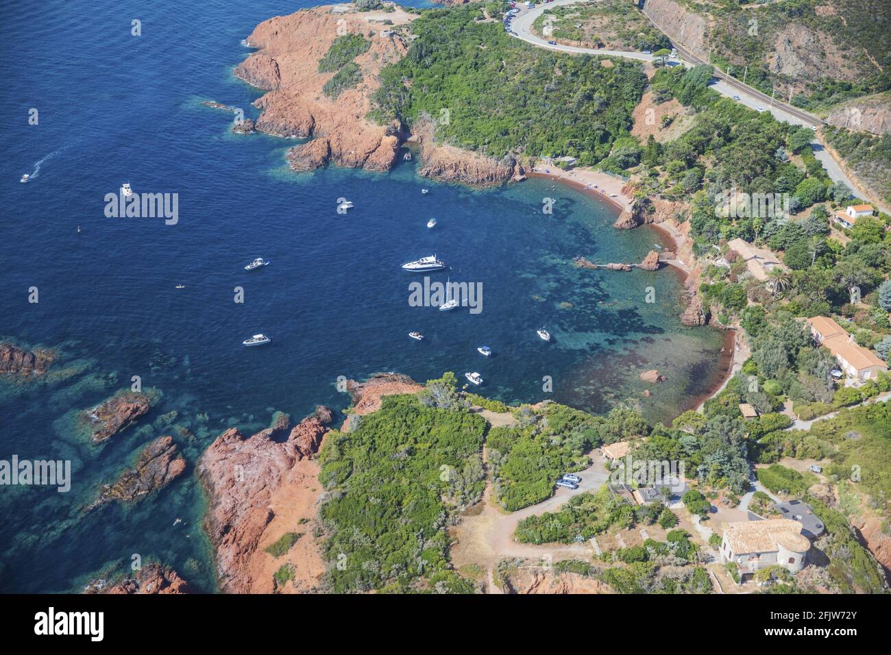 France, Var, coast of the town of Saint Raphaël, Esterel massif, Le ...