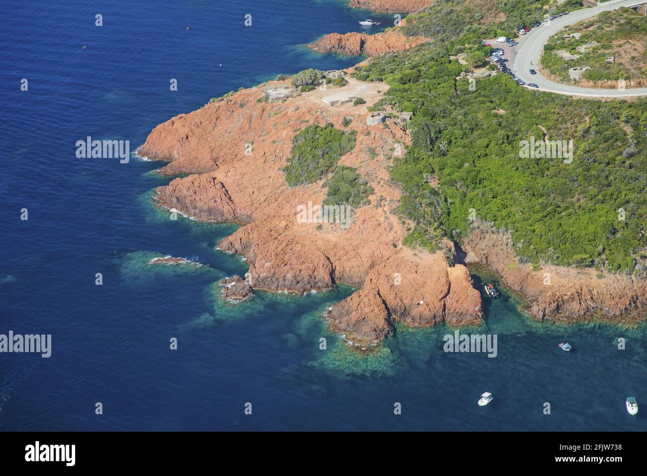 France, Var, coast of the town of Saint Raphaël, Esterel massif, Le ...