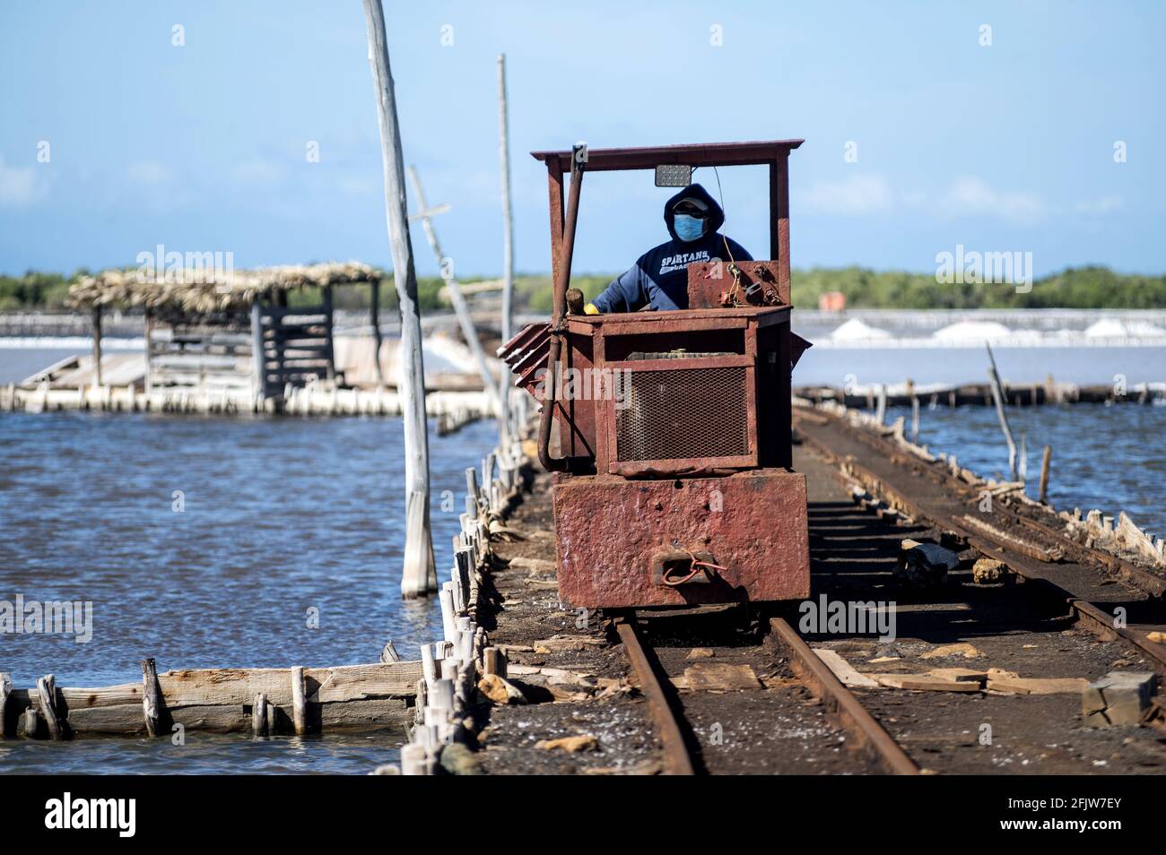 Dominican Republic, southern region, Las Salinas salt mine on the ...