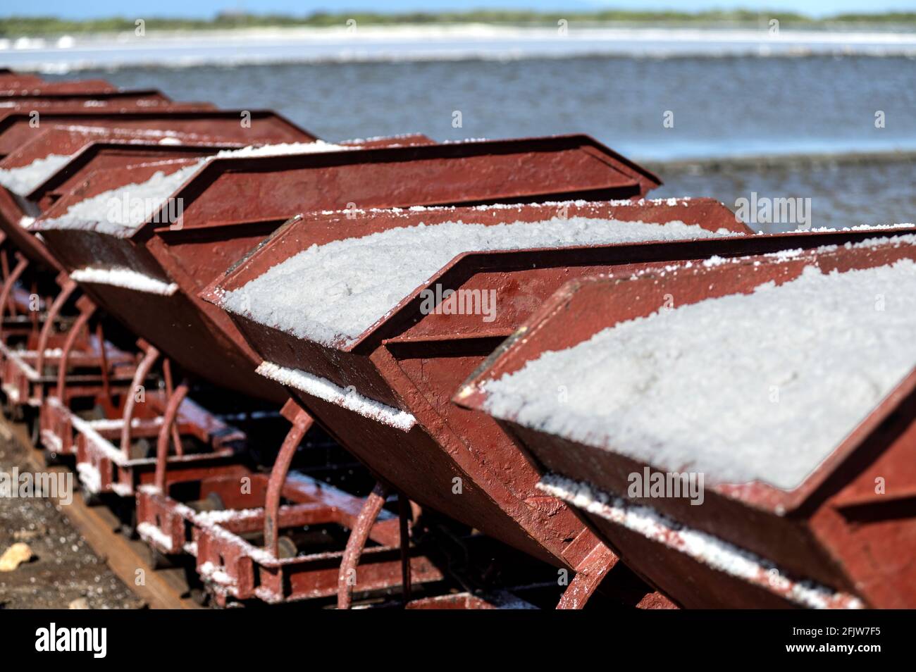 Dominican Republic, southern region, Las Salinas salt mine on the ...